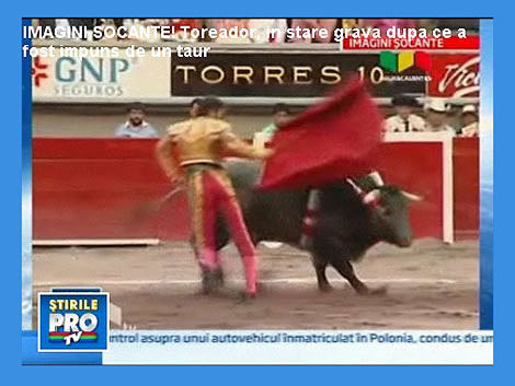 IMAGINI SOCANTE cu un toreador* luat in coarne de taur! (Video)