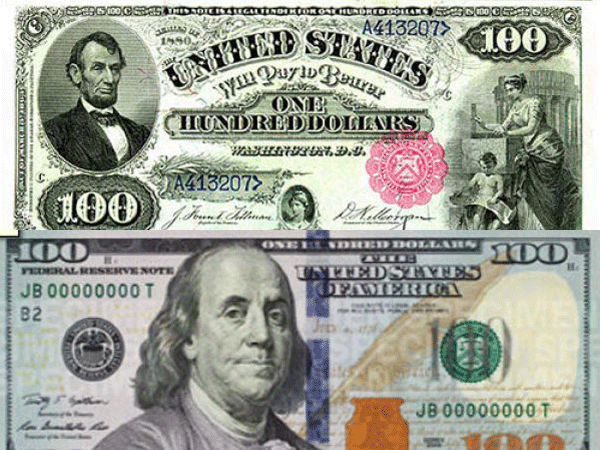 Cum a evoluat bancnota de 100 de dolari in timp (Poze)